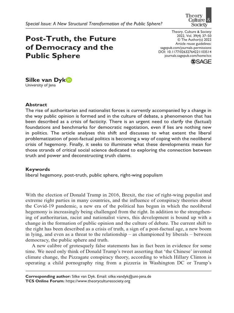 Post-Truth Politics and Democracy's Crisis | PDF | Truth | Lie