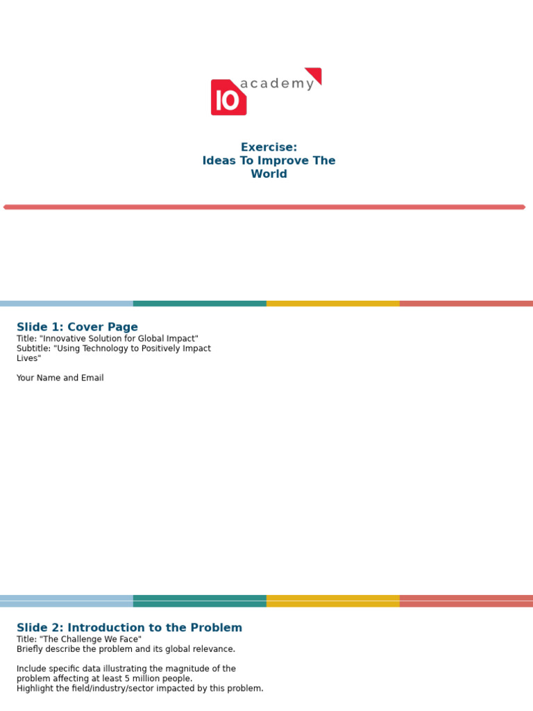 Career Challenge - Cohort A W0 - Ideas To Improve The World | PDF