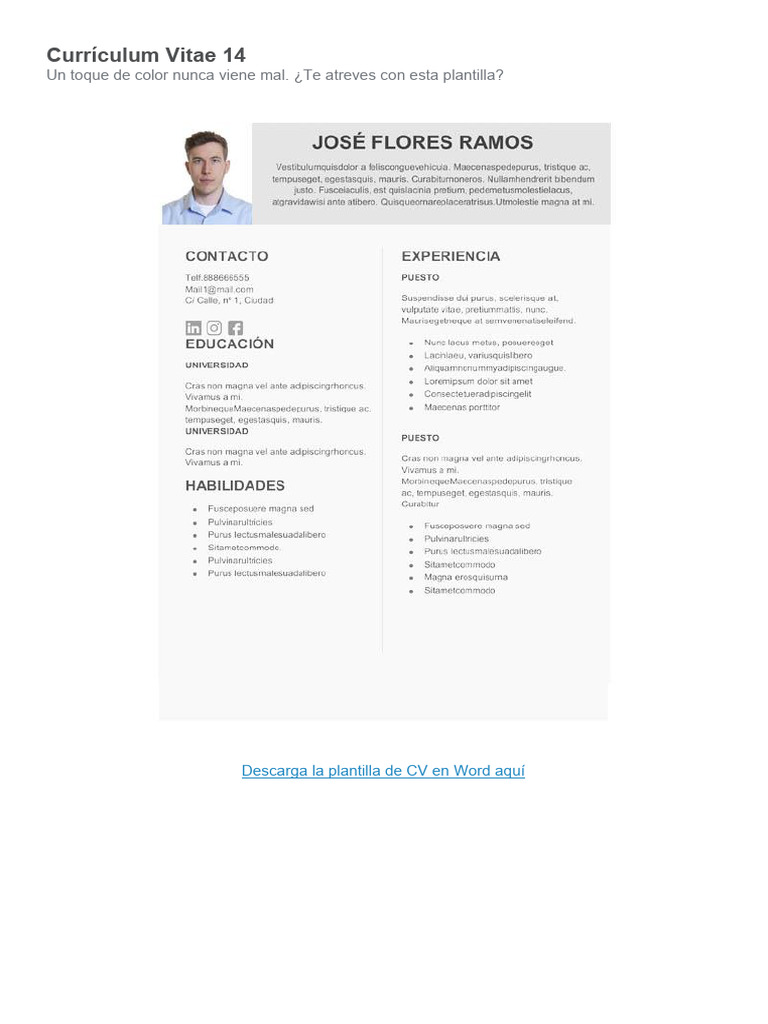 Plantillas de CV para Descargar Gratis-14-15 | PDF | Crecimiento ...