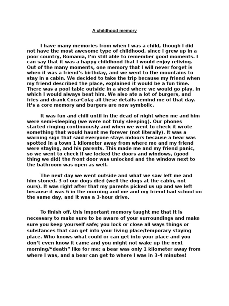 Childhood Memory | PDF