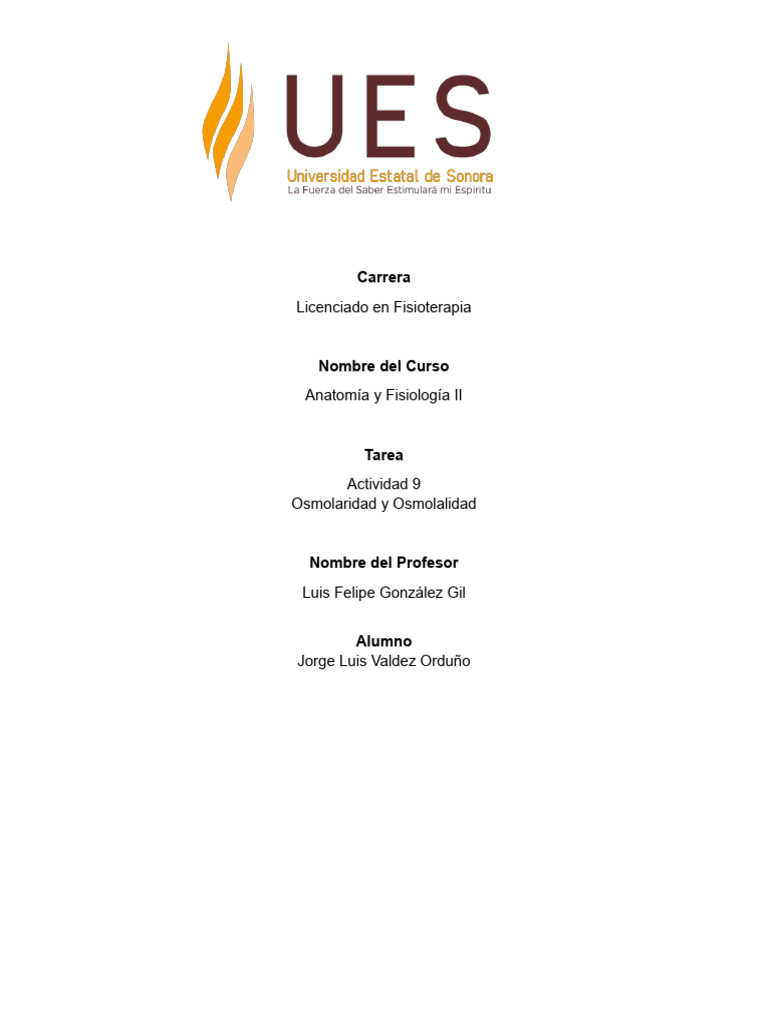 Actividad 9 Osmolaridad Y Osmolalidad Pdf