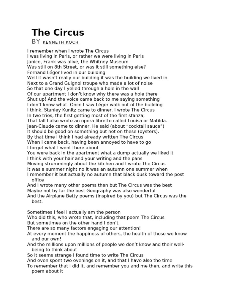 The Circus Poem | PDF