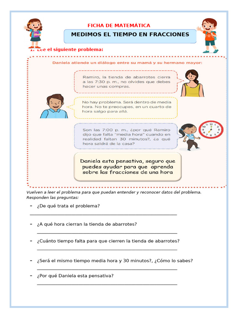 Ficha Mate Mart 10 Medimos El Tiempo en Fracciones | PDF
