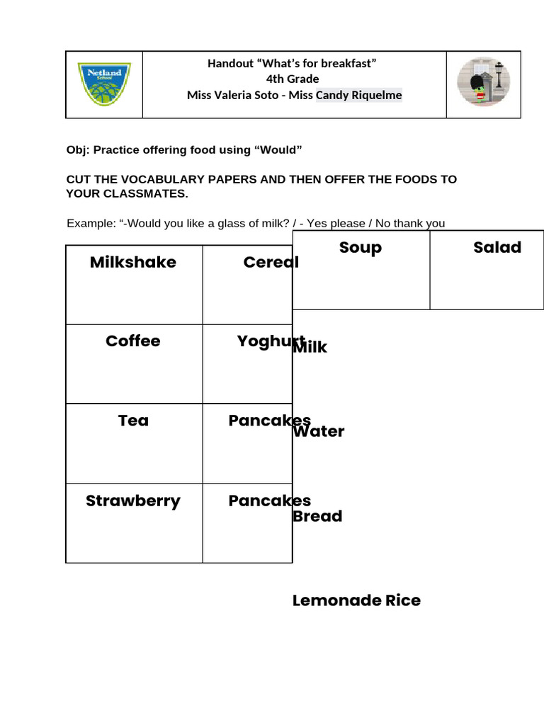 Copia de 4TH GRADE What's For Breakfast | PDF | Cooking, Food & Wine
