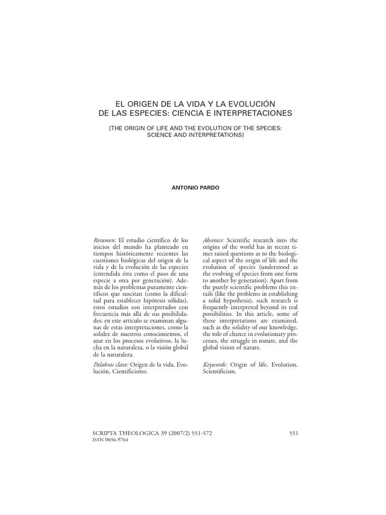 Origen de la Vida y Evolución Científica | PDF | Evolución | Vida