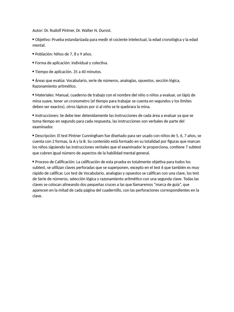 Ficha Tecnica Test Pintner | PDF | Métodos y materiales de enseñanza