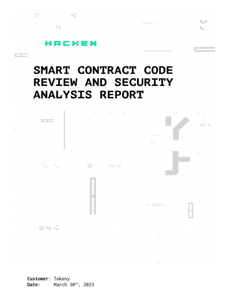 Tokeny Smart Contract Security Report | PDF | Vulnerability (Computing) | Software Quality