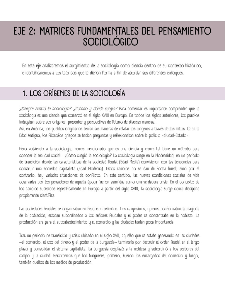 Eje 2 Matrices Fundamentales Del Pensamiento Sociol-Gico | PDF | Emile ...