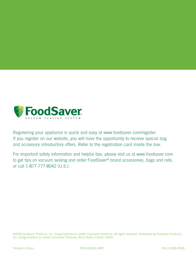 FoodSaver FM2000-000_InstructionManual | PDF | Vegetables | Refrigerator