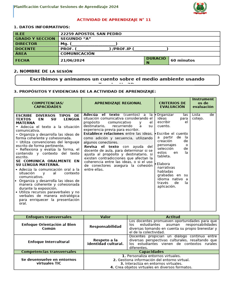 PW PRIMARIA TOONTASTIC SESION 2DO PRIM 22.08.2024 | PDF | Salón de clases | Evaluación