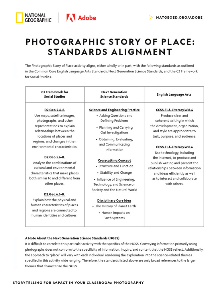 Photographic Story of Place - Standards Alignment | PDF | Information ...