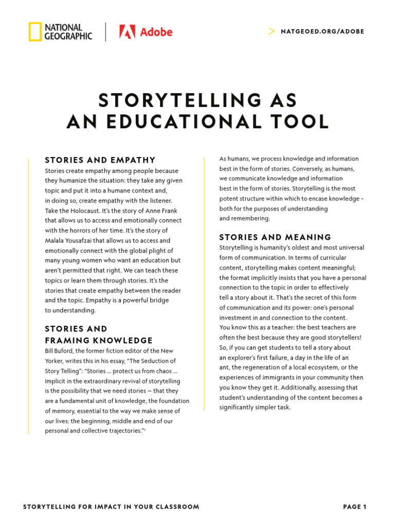 Storytelling as an Educational Tool | PDF | Storytelling | Learning