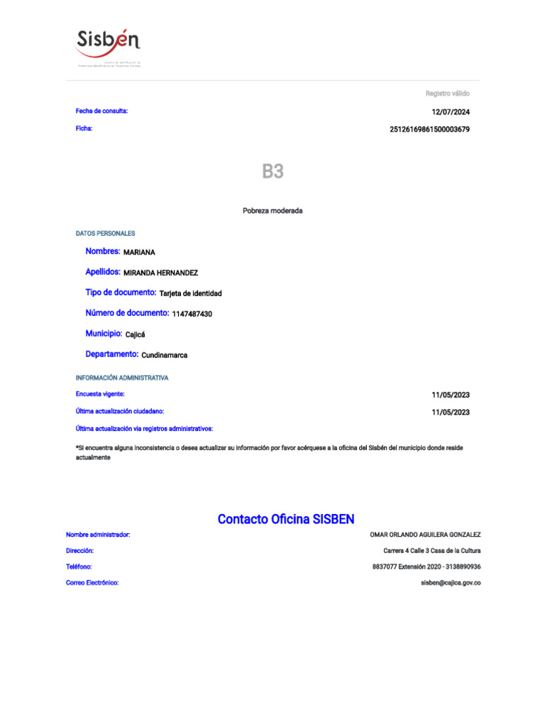 Sisben 1147487430 | PDF