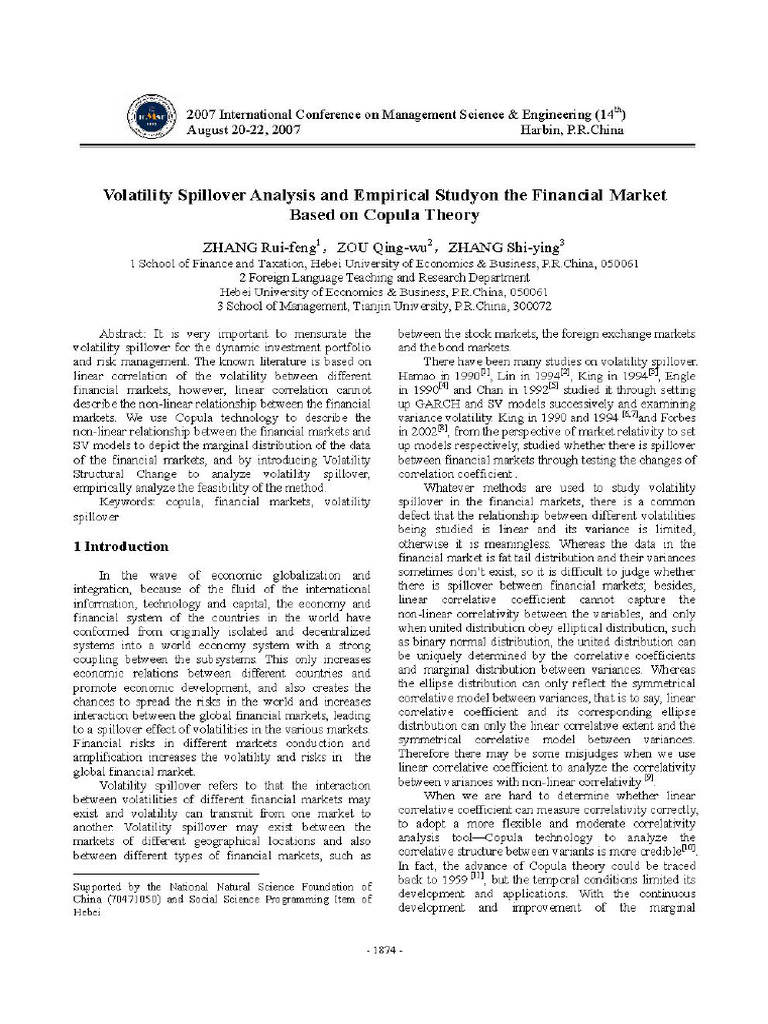 Volatility Spillover Analysis and Empirical Studyon The Financial ...