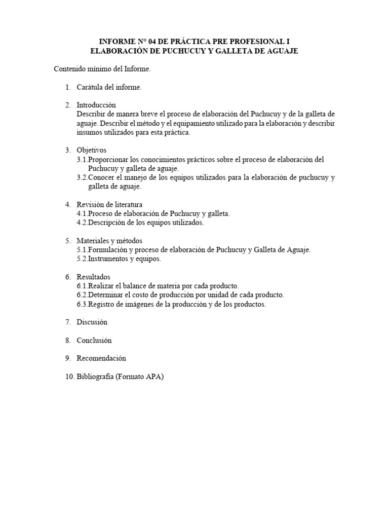 Elaboración de Puchucuy y Galleta | PDF | Ciencia y matemáticas ...