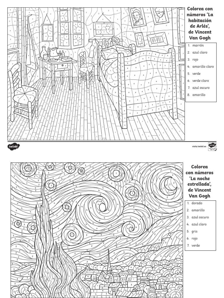 Es As 60 Hojas de Colorear Con Numeros Obras de Arte Ver 4 | PDF