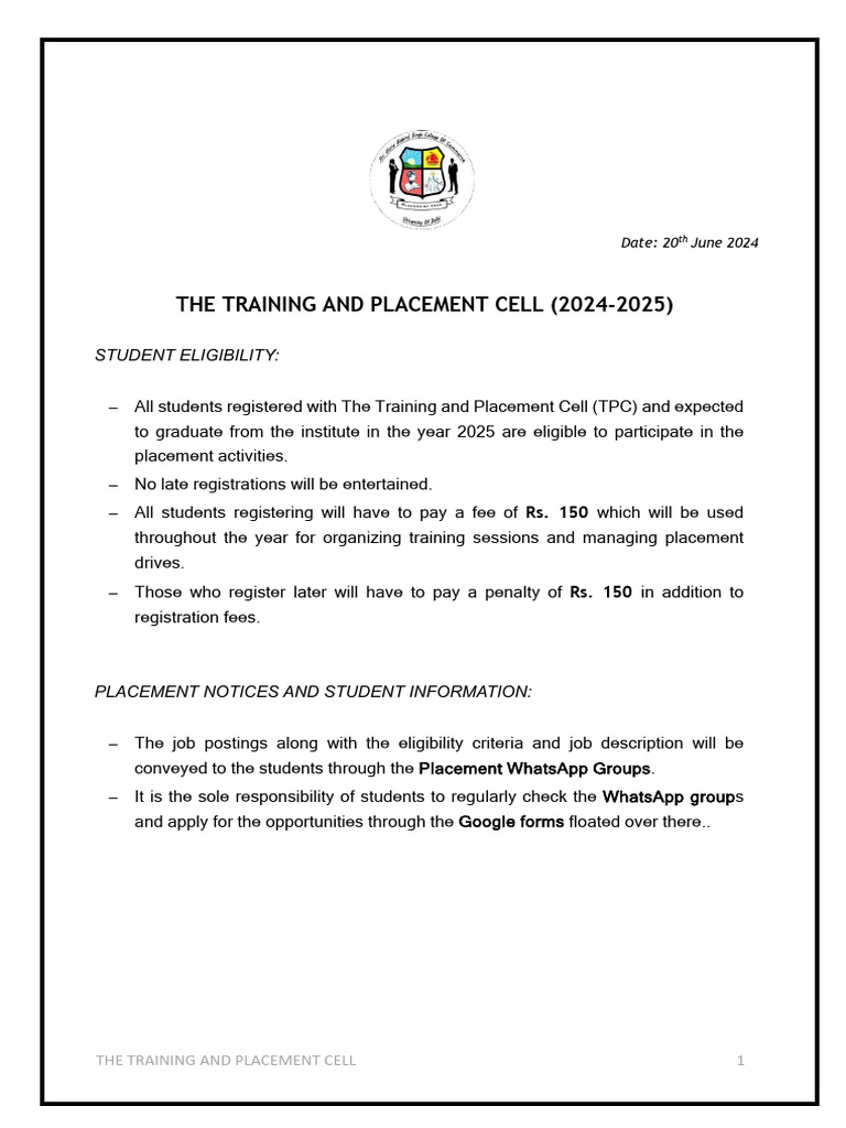 TPC Guidelines for 2025 Student Placements | PDF | Justice | Crime ...