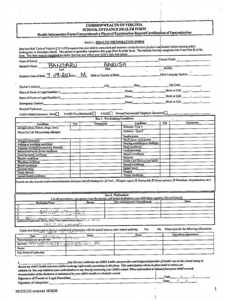 2024 - 03 - 01 School Form | PDF