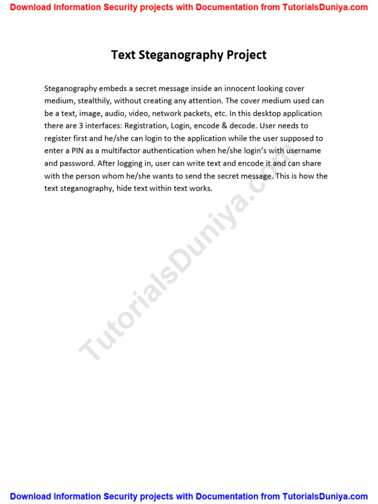 Text Steganography Information Security Project Pdf Login Password 