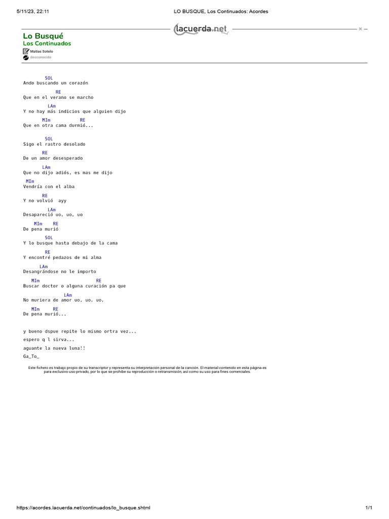 LO BUSQUE, Los Continuados - Acordes | PDF | Arte