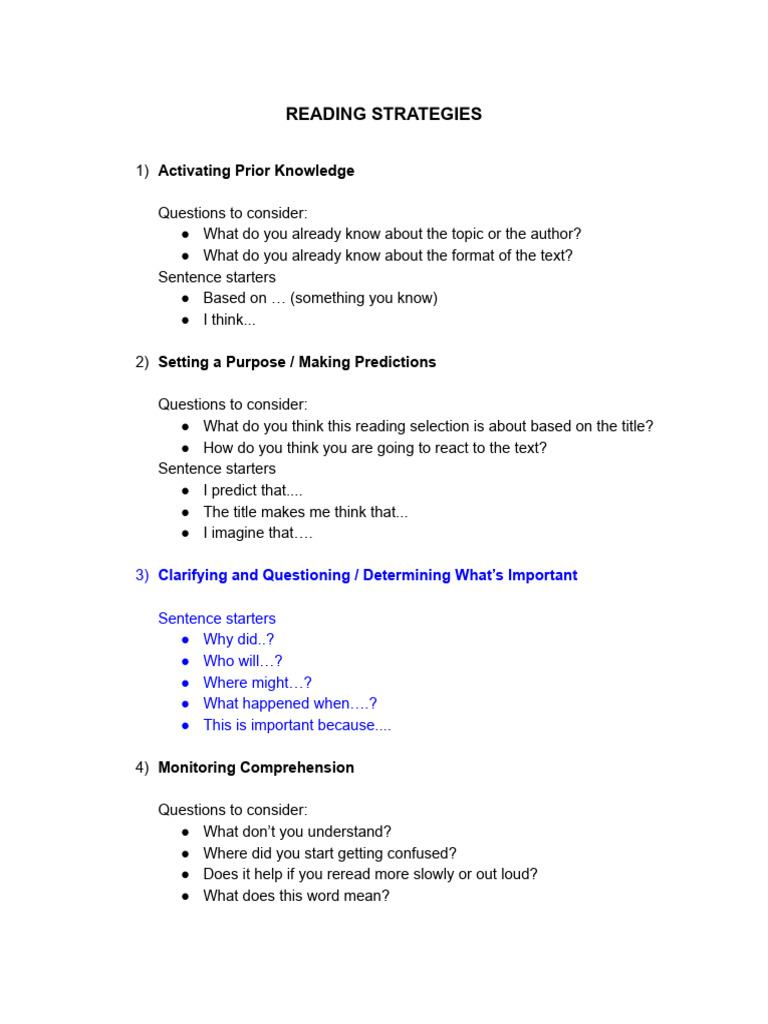 Reading Strategies | PDF