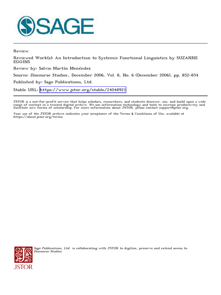 Review of Eggins' Systemic Functional Linguistics | PDF | Liberal Arts ...