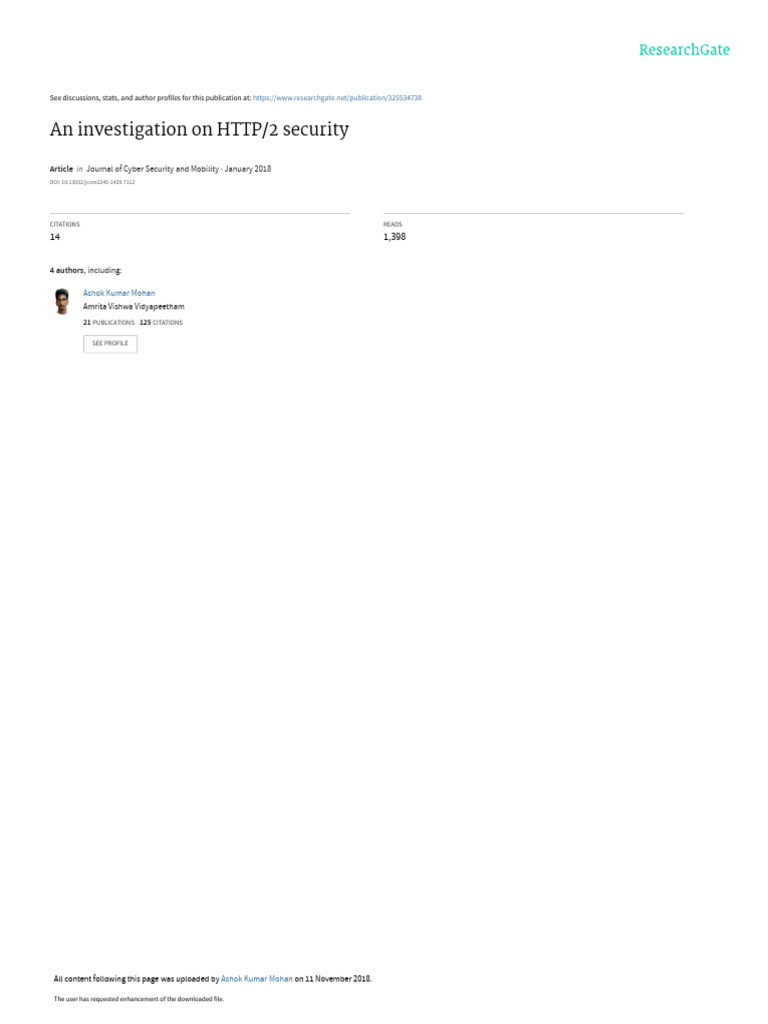 An Investigation On HTTP2 Security | PDF | Transport Layer Security | Networking Standards