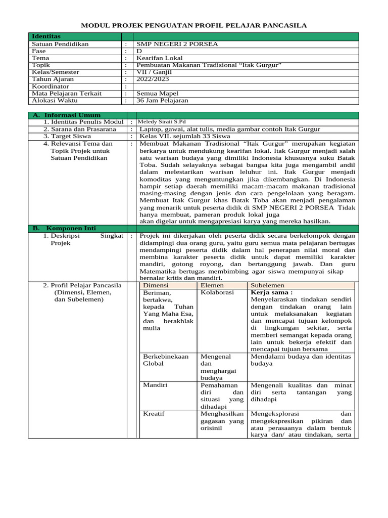 Modul Projek Penguatan Profil Pelajar Pancasila | PDF