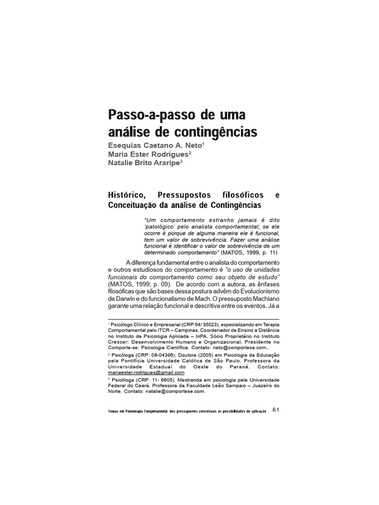 Uma Análise Do Contingências - Esequias Caetano Neto, Maria Ester ...