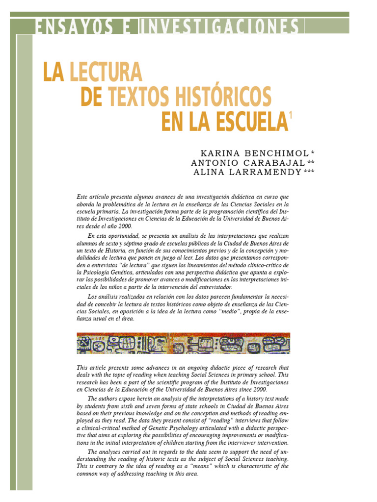 29 01 Benchimol | PDF | Maestros | Aprendizaje