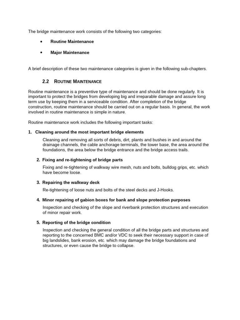 The Bridge Maintenance Work | PDF | Bridge | Civil Engineering