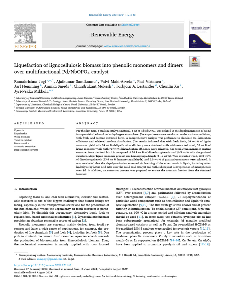 Liquefaction of Lignocellulosic Biomass Into Phenolic Monomers and ...