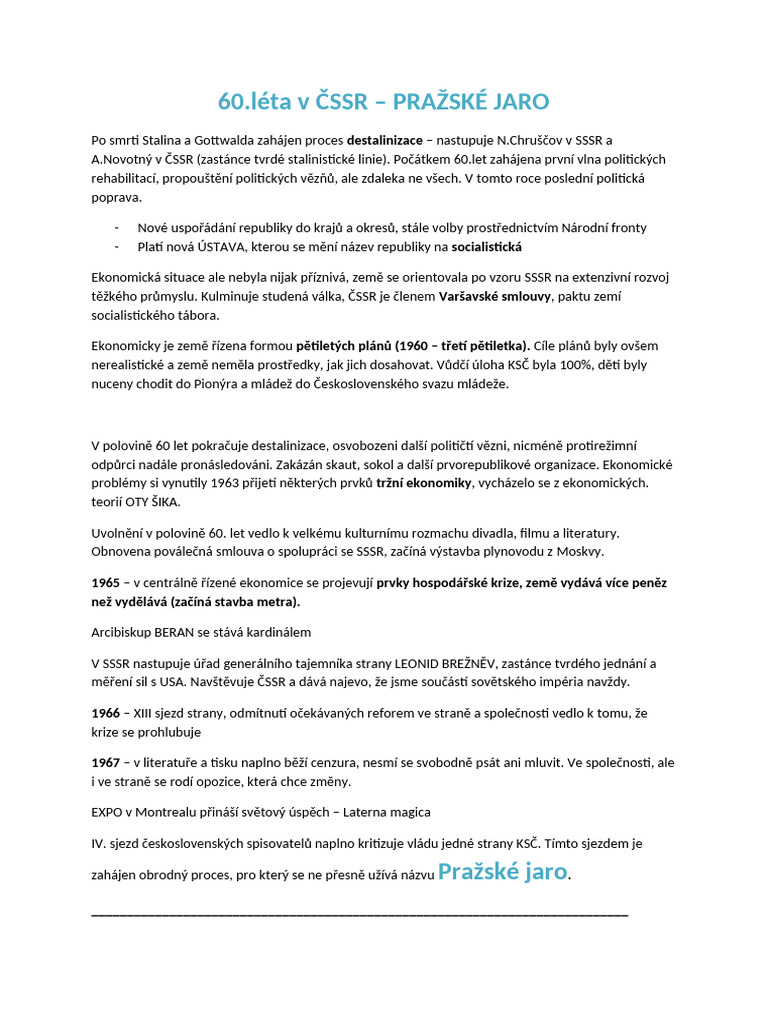 60 Leta V CSSR Prazske Jaro | PDF