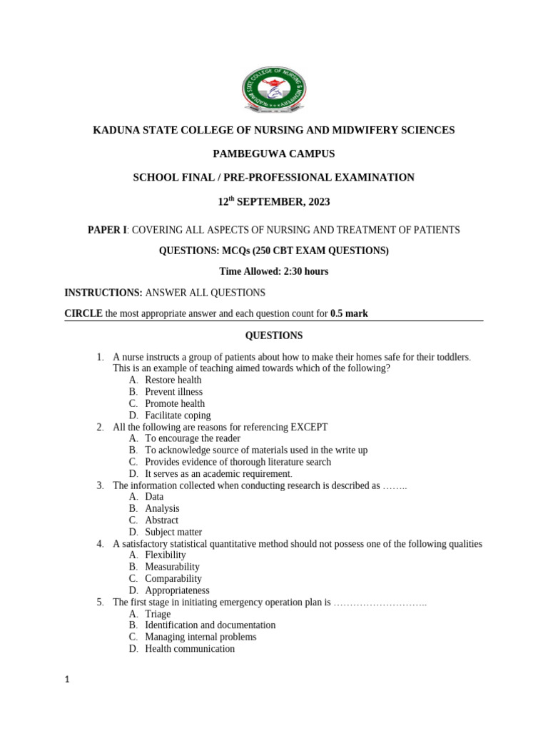 2023 School Final Exams Paper One | PDF | Atrium (Heart) | Lung