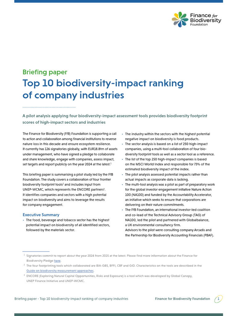 Top10 Biodiversity-impact Ranking | PDF | Biodiversity | Sustainability