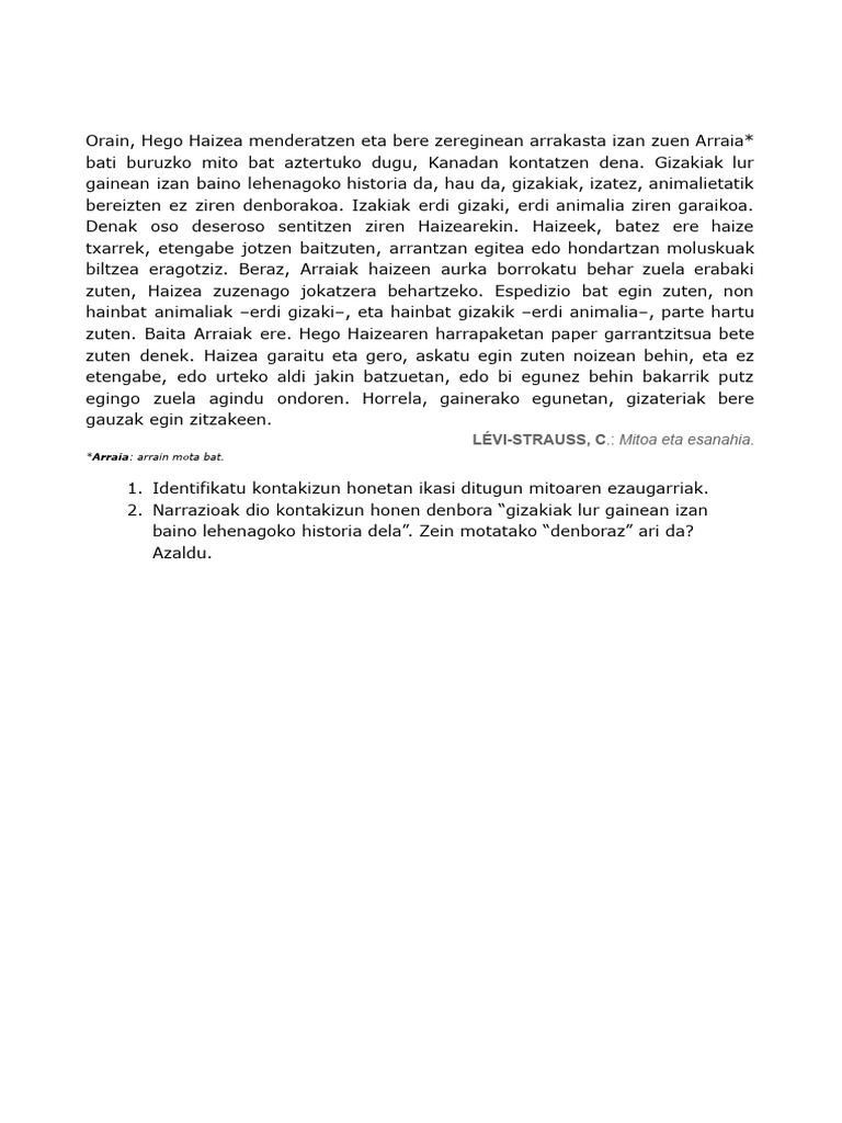 Mitoa Levi-Strauss | PDF