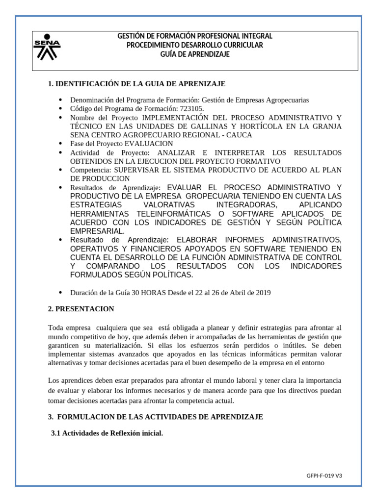 GFPI-F-019 - Formato - Guia - de - Aprendizaje EVALUAR Y ELABORAR INFORME | PDF | Business ...