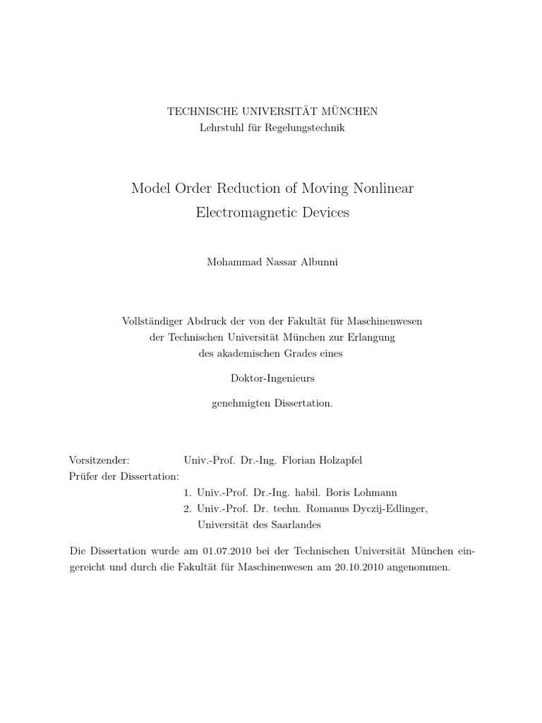 Model Order Reduction of Moving Nonlinear Electromagnetic Devices | PDF ...