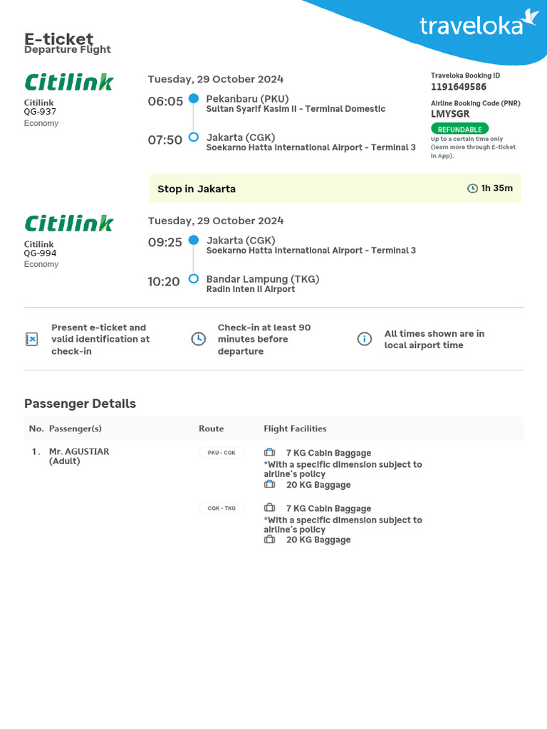 Fajril Anwar Ahda Pku Lmysgr TKG Flight - Originating | PDF | Transport ...