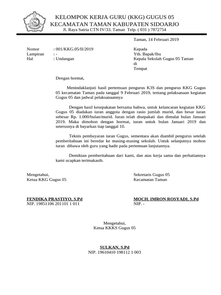 Undangan Dan Surat KKG | PDF