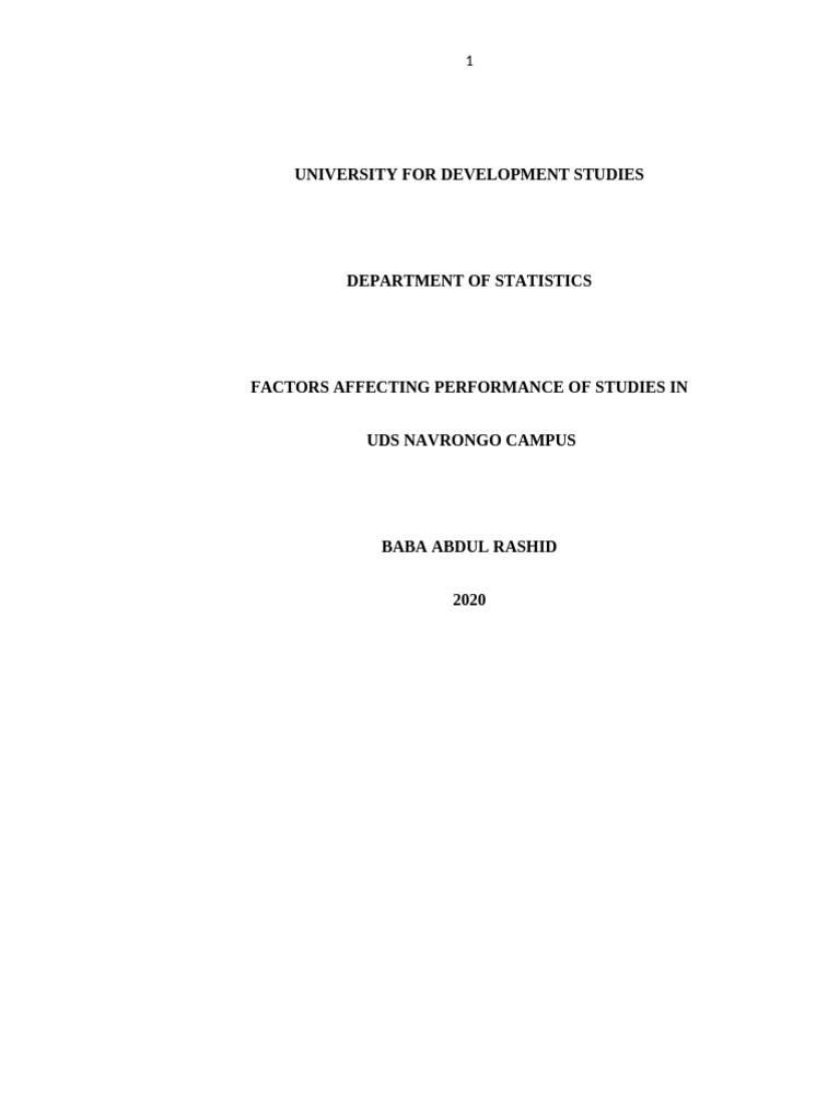 Factors Affecting Performance of Studies in Uds Navrongo Campus | PDF ...