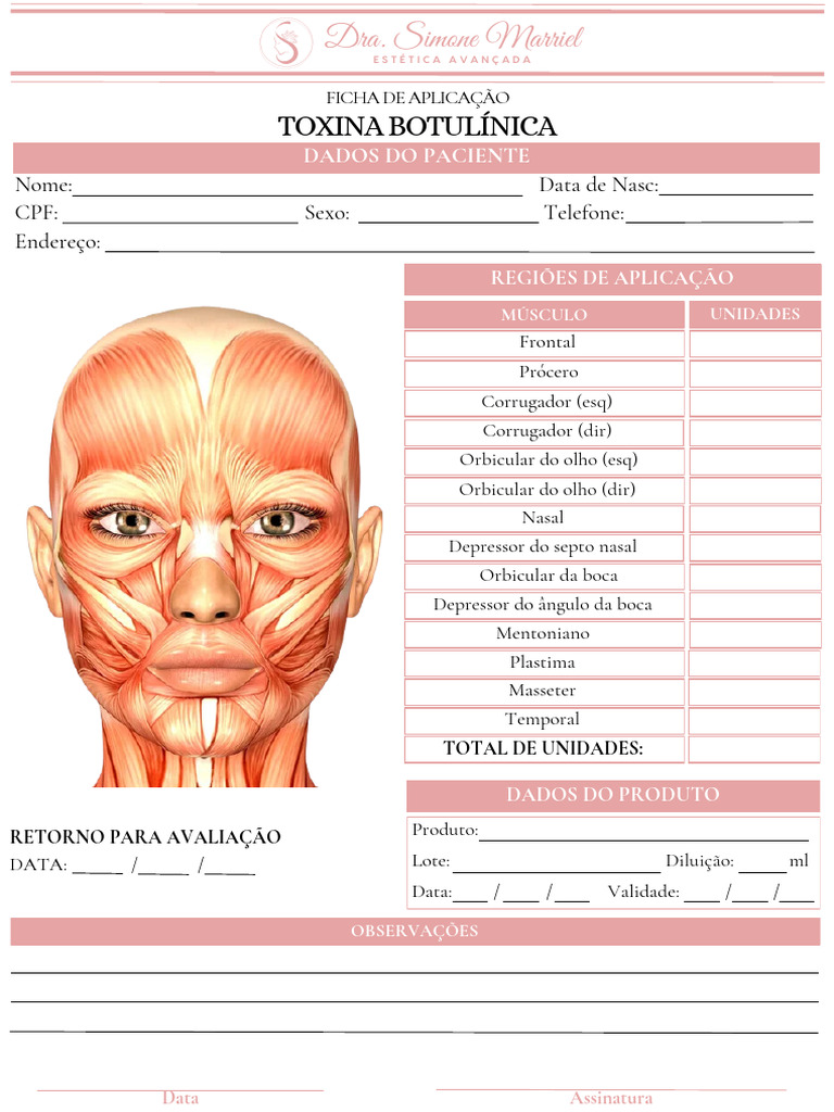 Ficha De Aplcação Toxina Botulinica Pdf