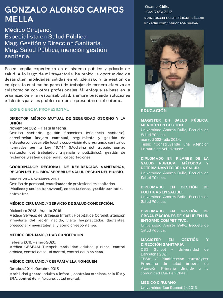 Gonzalo Alonso Campos Mella Currículum 1 Vitae | PDF | Medicina | Salud pública