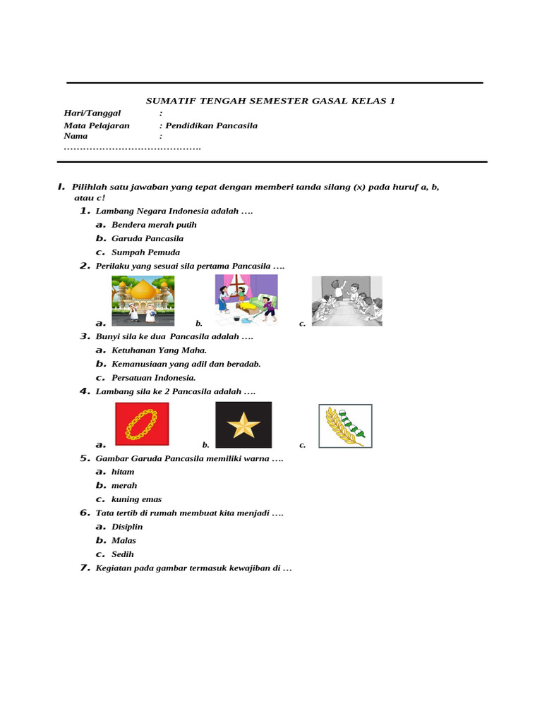 Soal-Soal STS Kelas 1 SMT 1 2022 | PDF | Seni & Disiplin Bahasa