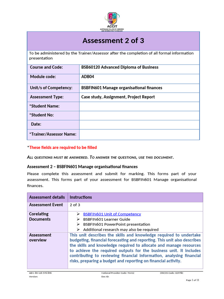 ADB04 BSBFIN601 Assessment 2 of 3 | PDF | Regulatory Compliance | Taxes