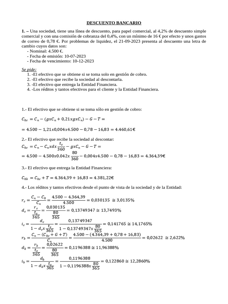 Prob Tema 4 2023-24 Resueltos | PDF | Bancos | Finanzas personales