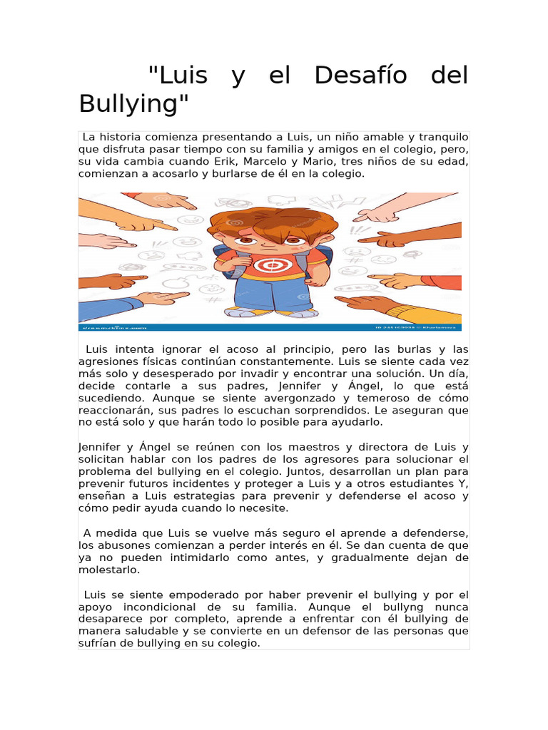Luis y El Desafío Del Bullying | PDF | Ciencias sociales | Relaciones ...