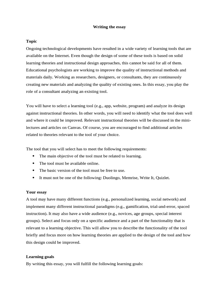 Essay Instructions 2021 1 | PDF | Essays | Apa Style