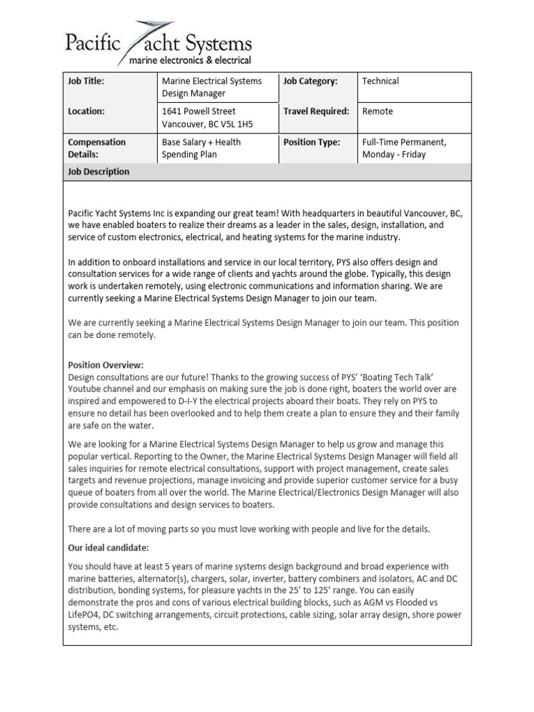 Marine Electrical Systems Design Manager - Pys-1-1 | PDF | Direct Current