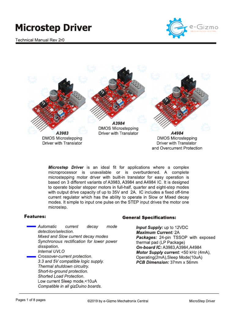 Microstep Driver Technical Manual Rev1 | PDF